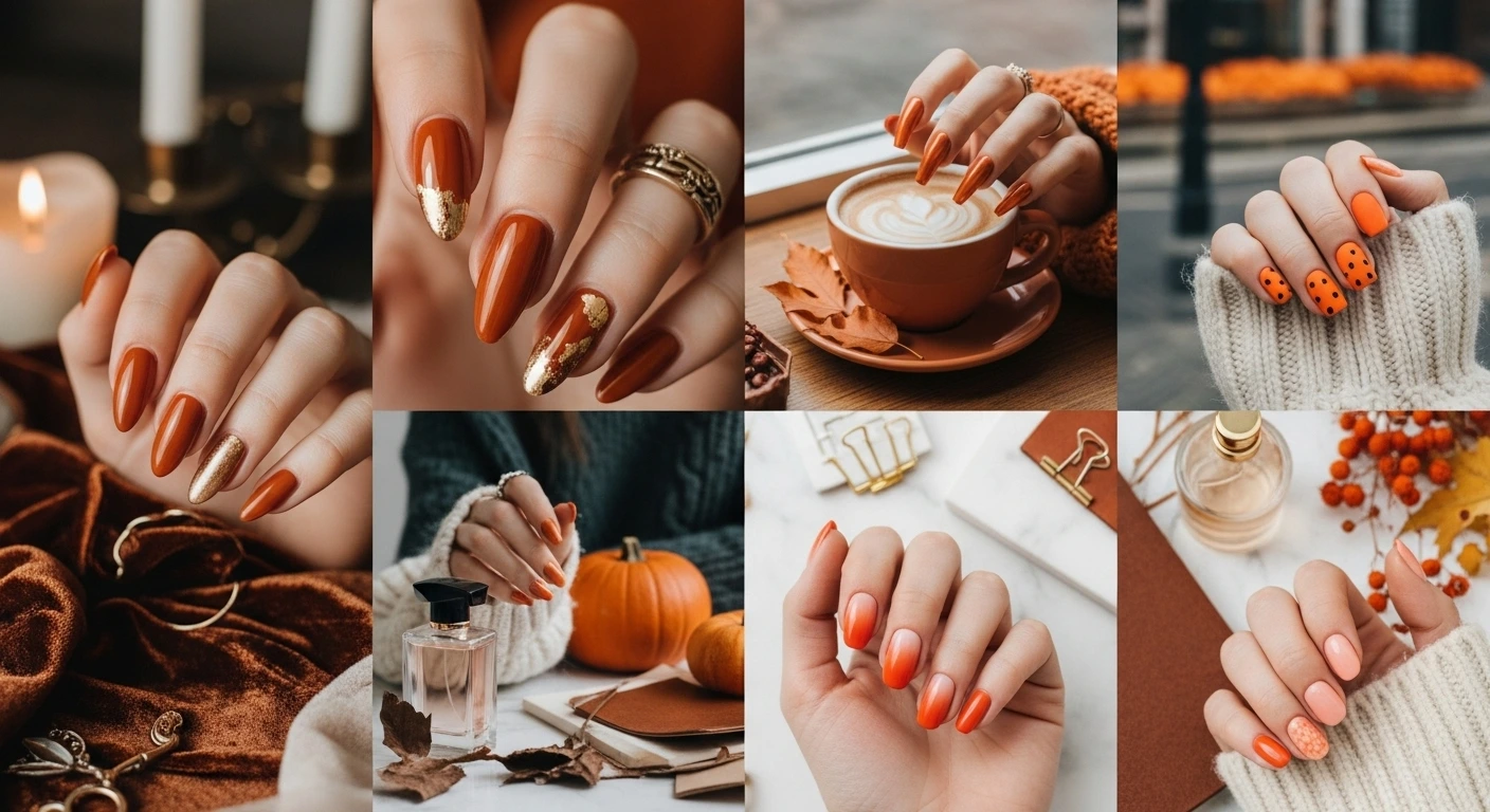 Stunning Orange Fall Nails:11 Trendy Designs for Autumn 2026